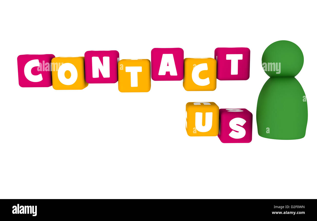 character with contact us box Stock Photo - Alamy