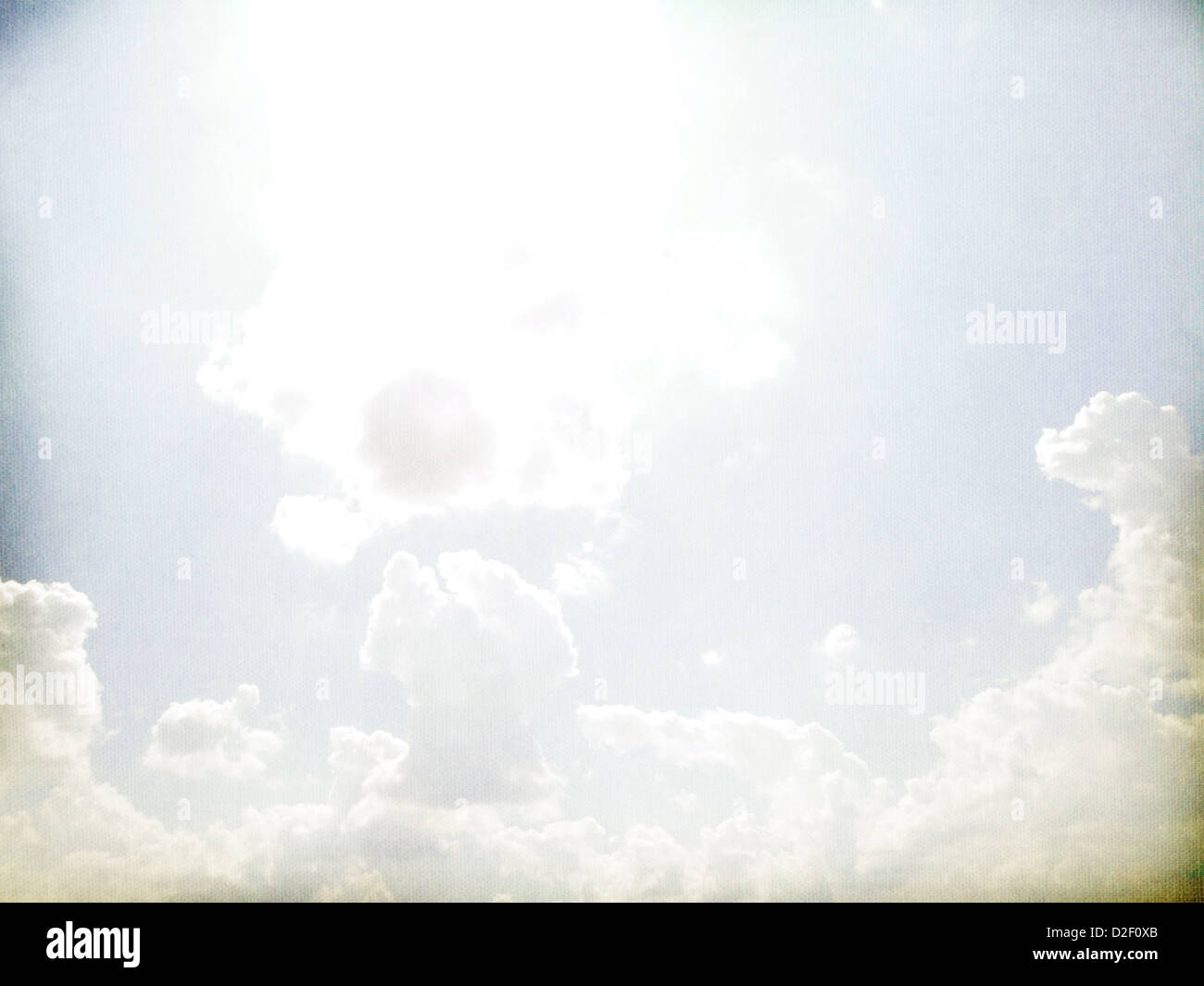 Fog and clouds on a vintage, textured paper background with a color ...