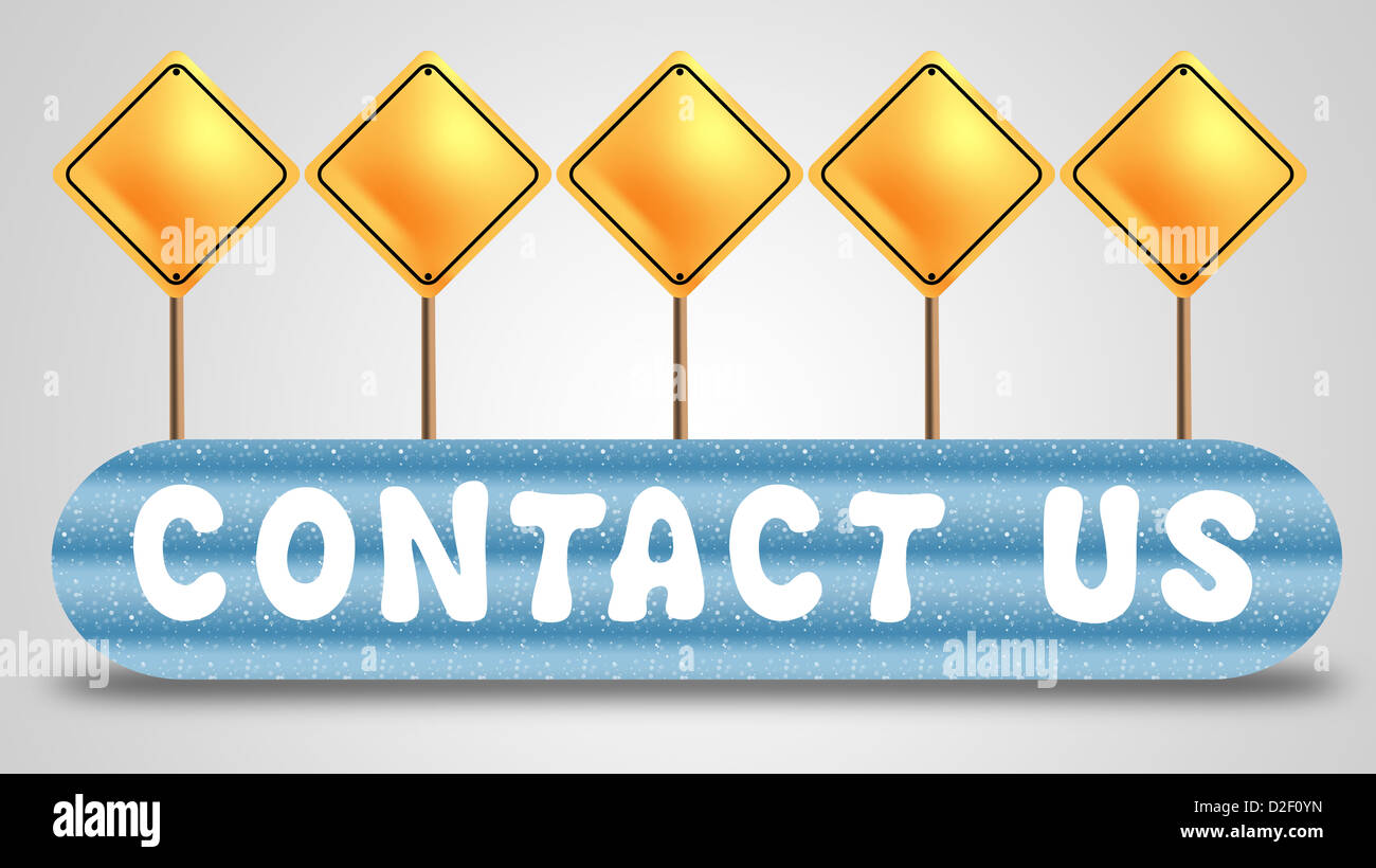 multiple signboard with contact us button Stock Photo - Alamy