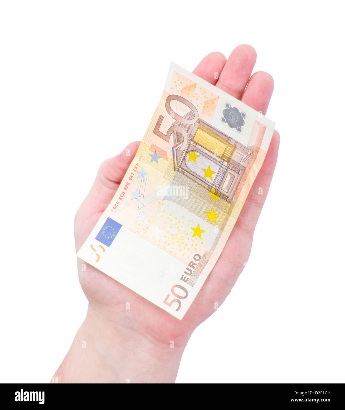 Money (Euro) in a hand isolated on white Stock Photo - Alamy