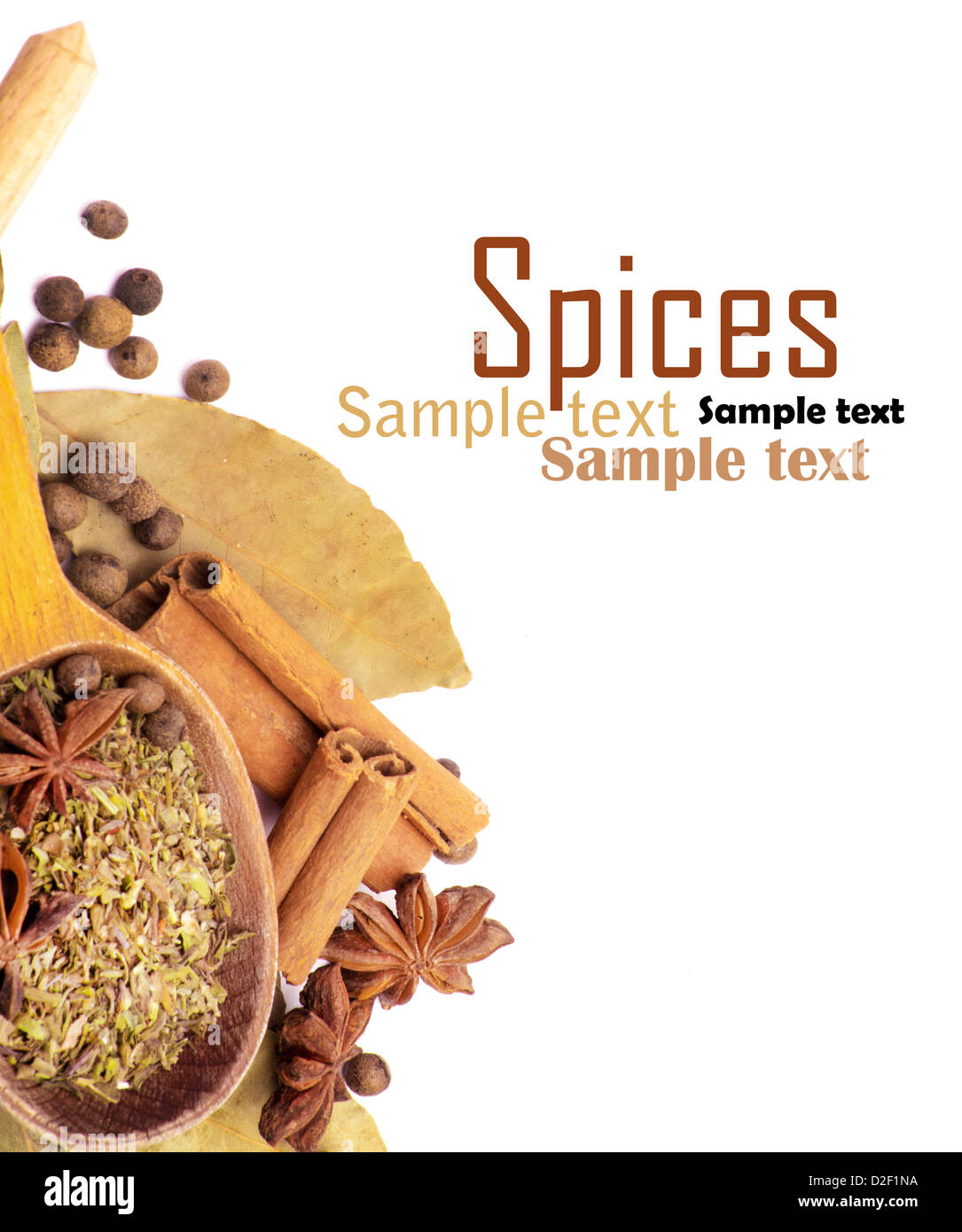 Spices border isolated on white Stock Photo - Alamy