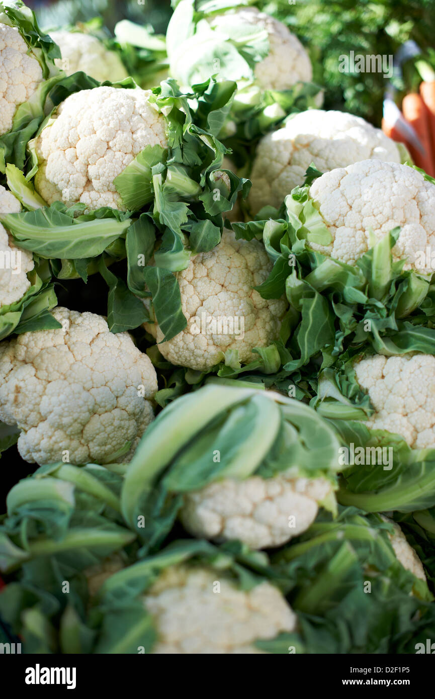The fresh cauliflower on display at St Georges market in Belfast ...