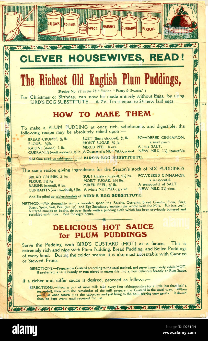 Advertising leaflet from Alfred Bird & Sons giving Christmas recipes ...