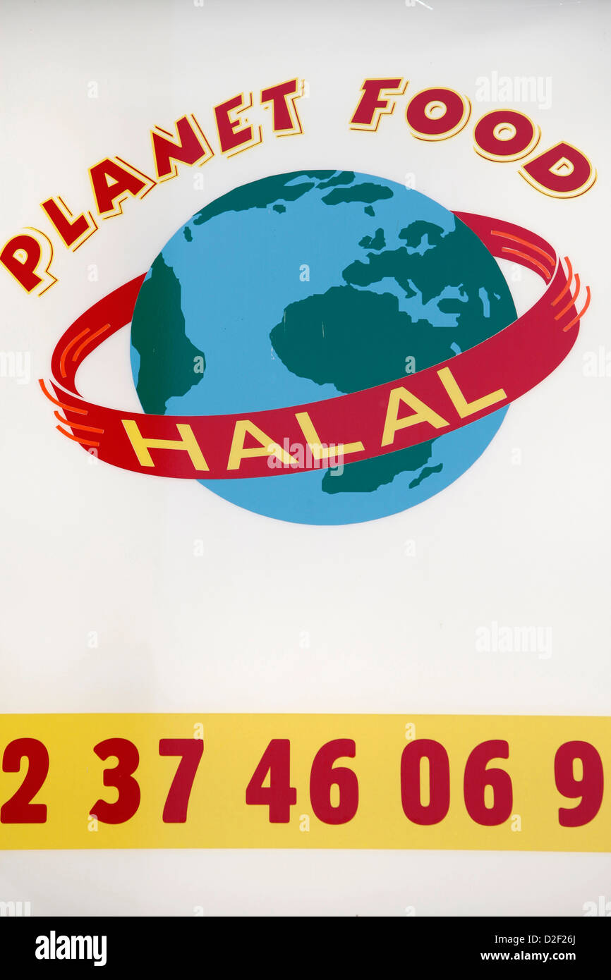 Halal fast-food restaurant sign Stock Photo - Alamy