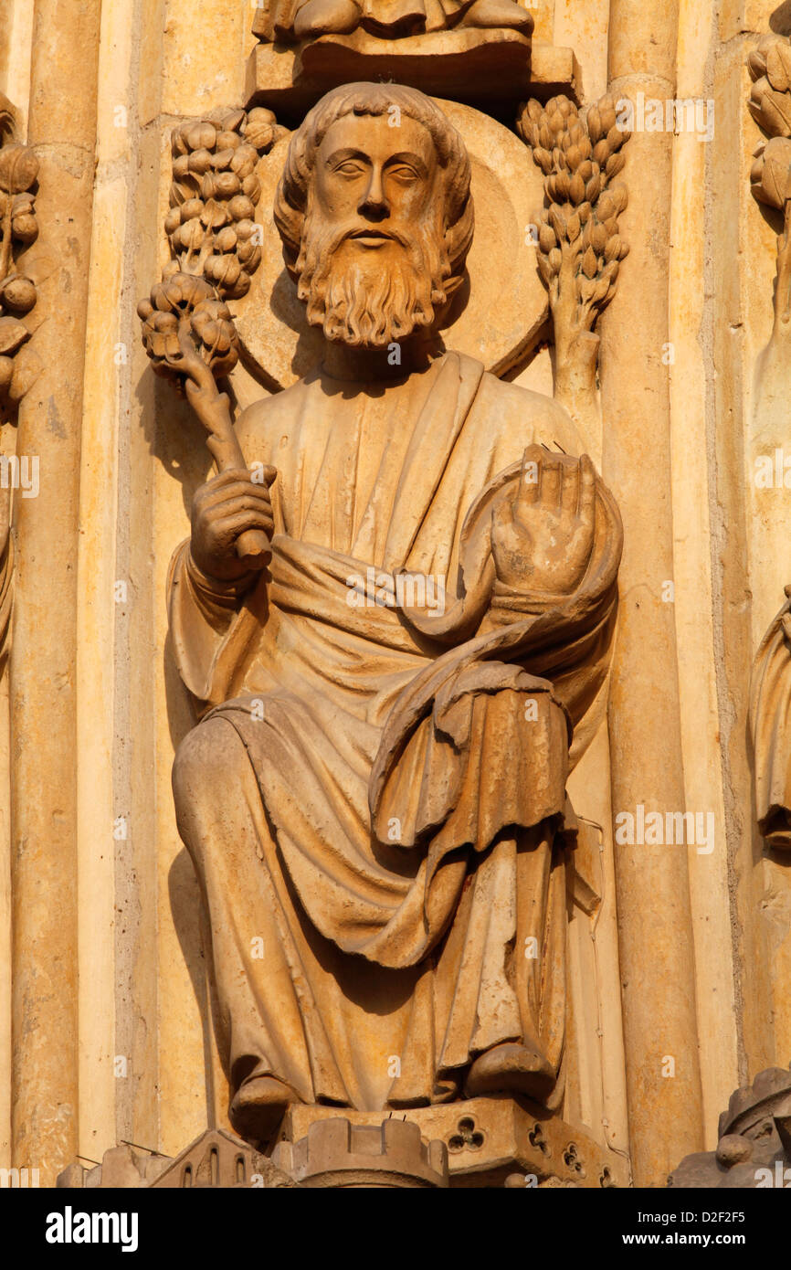 Notre Dame cathedral, Paris. Western facade sculpture depicting Jacob ...