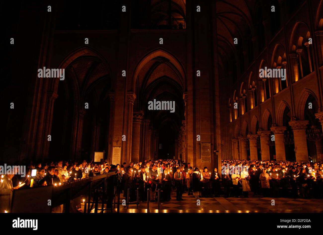 Notre Dame cathedral, Paris. Easter vigil Paris. France Stock Photo - Alamy