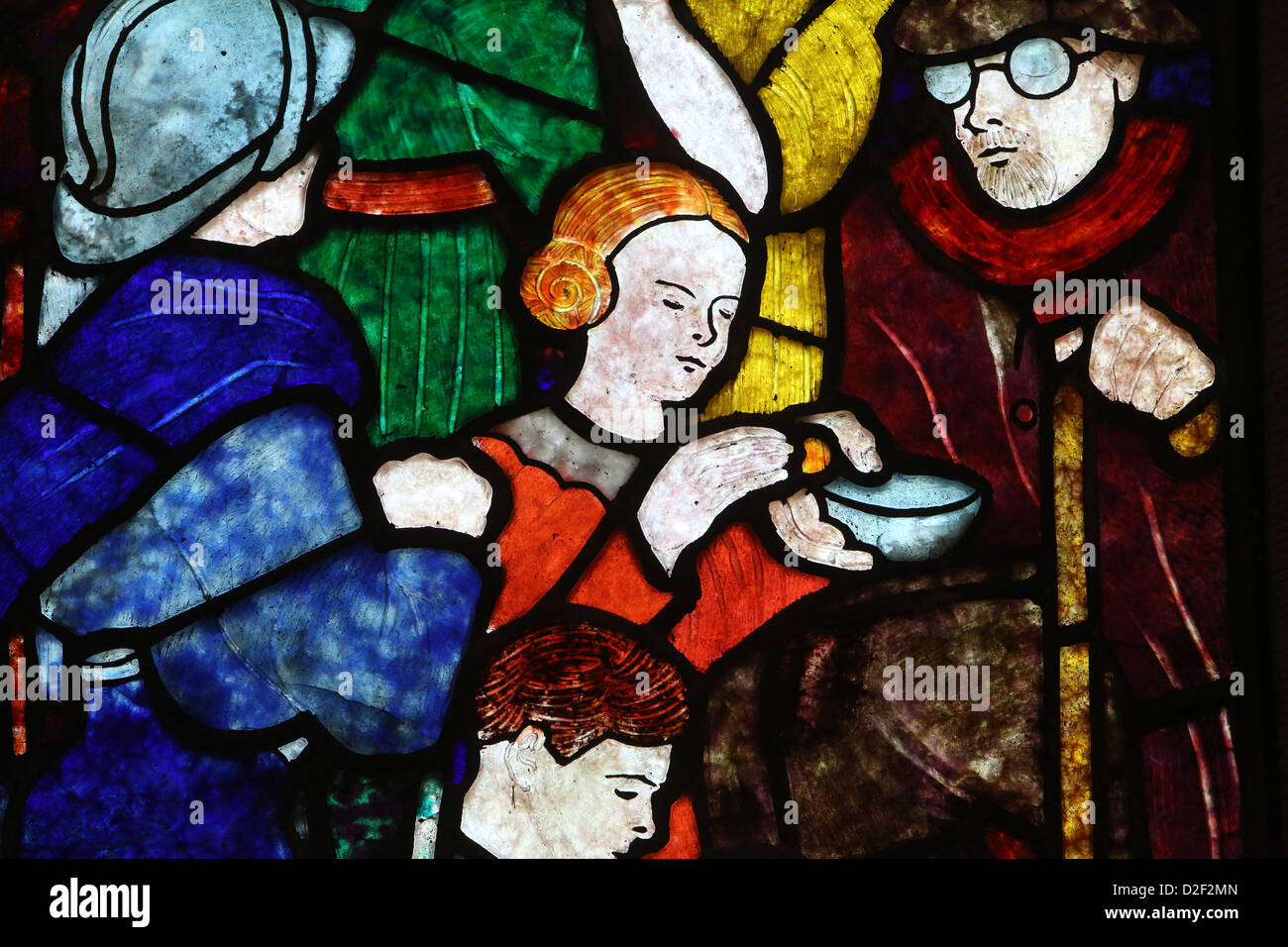 Alm giving stained glass Paris. France Stock Photo - Alamy