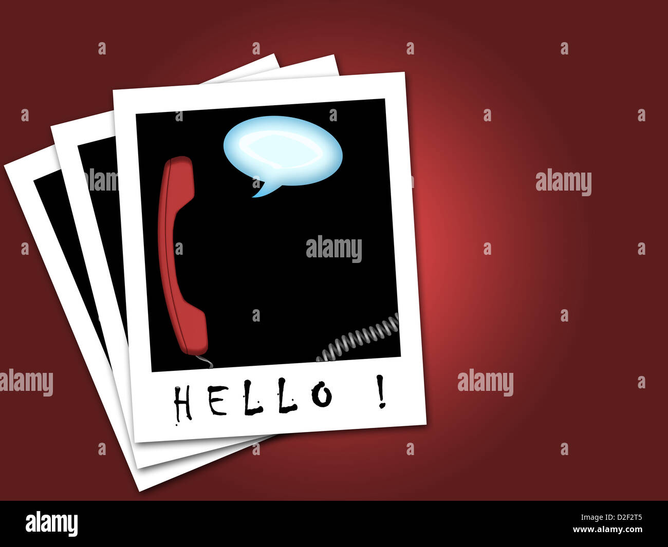 frame with phone with hello in bubble Stock Photo - Alamy