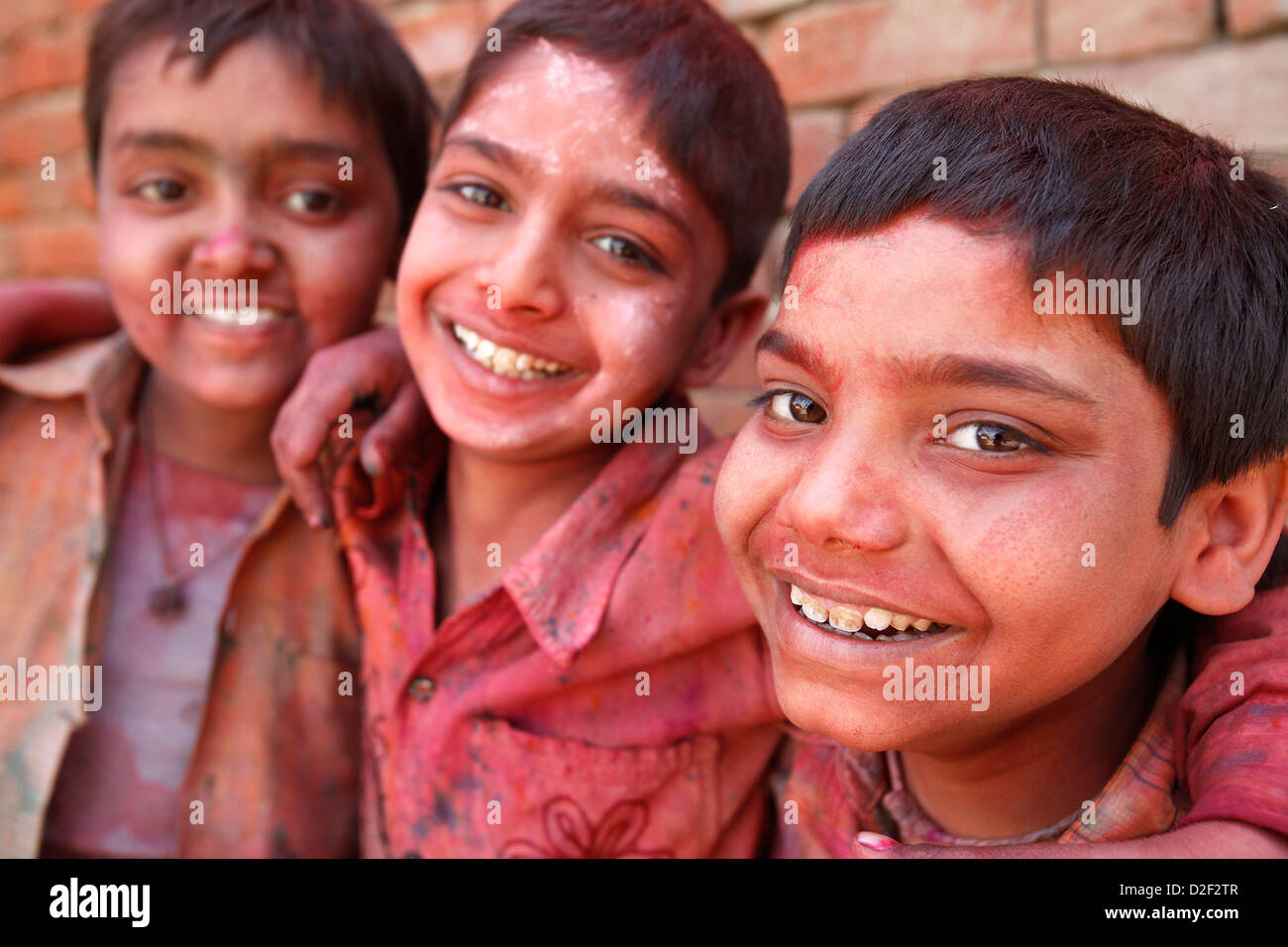 Indian boys celebrating Holi festival Dauji. India Stock Photo - Alamy