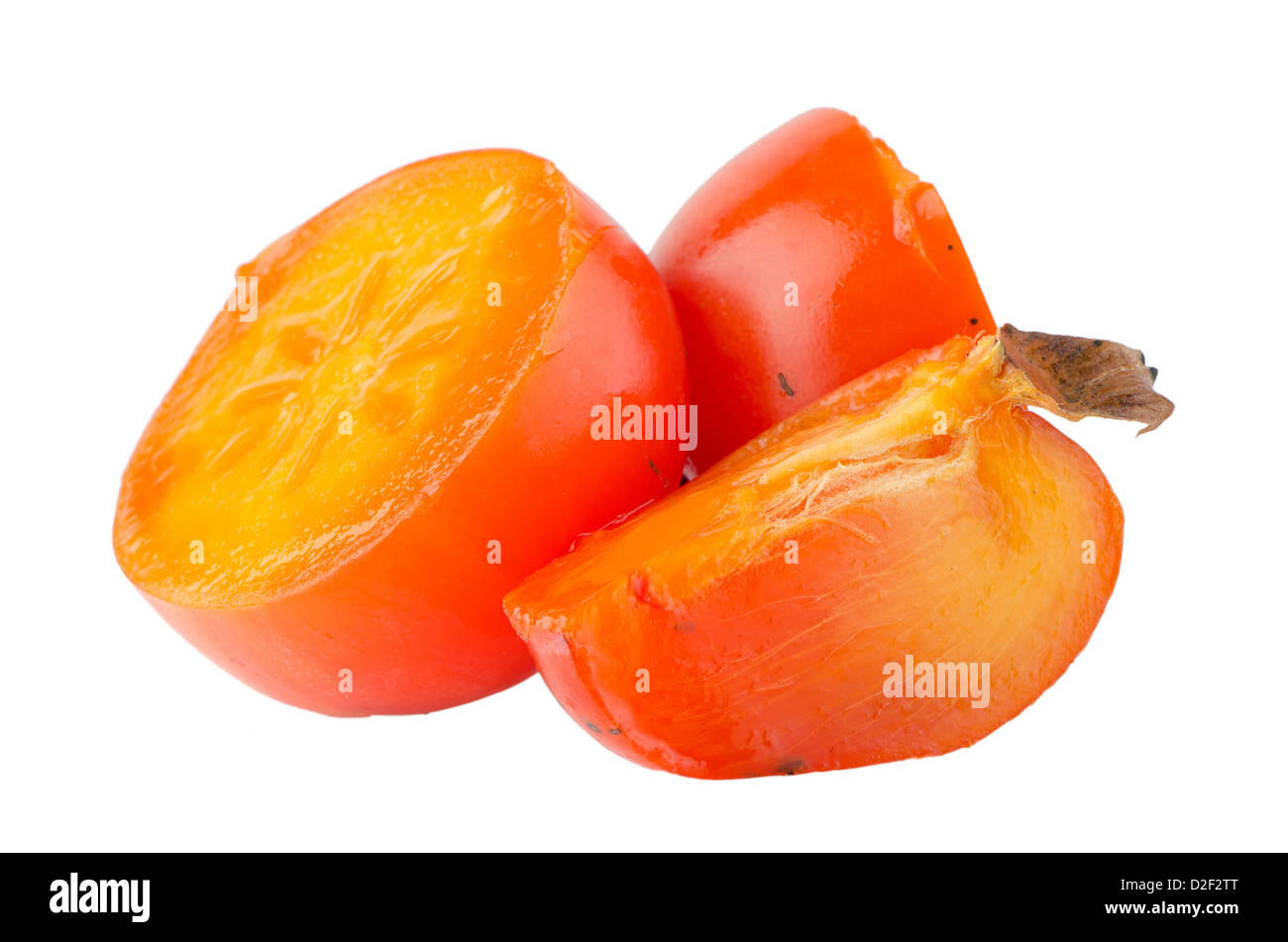 Persimmon. Ripe persimmon with slice isolated on white background Stock ...