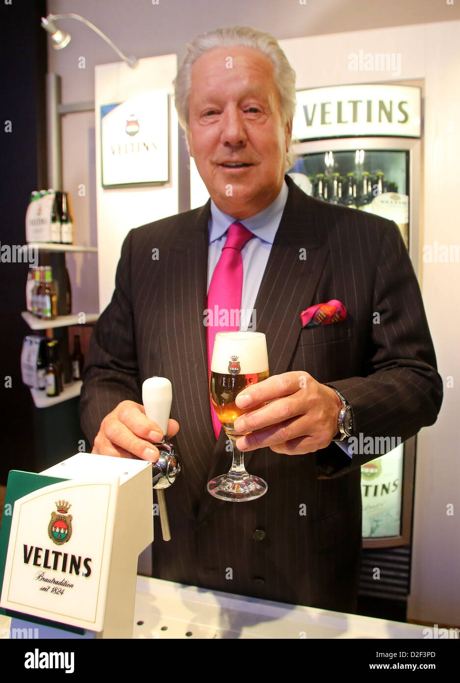 Michael Huber, chief representative of Veltins Brewery, poses during a ...