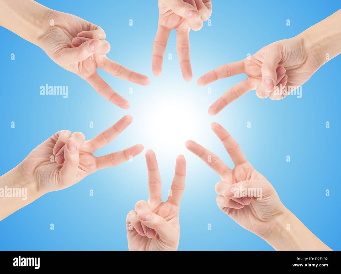 Hands of teamwork , forming the star shape Stock Photo - Alamy