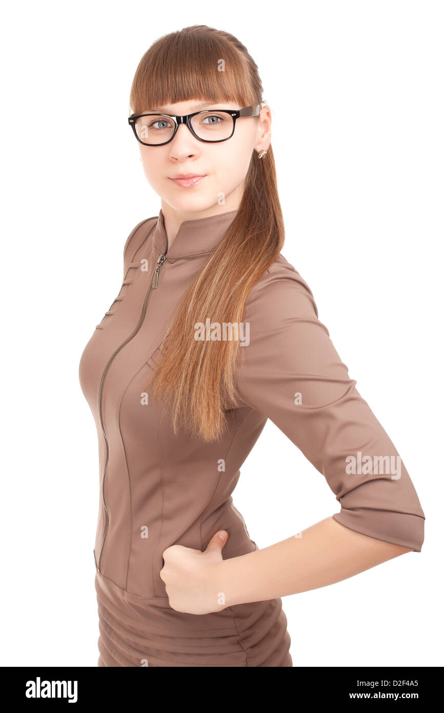 Portrait of a strict woman in glasses Stock Photo - Alamy