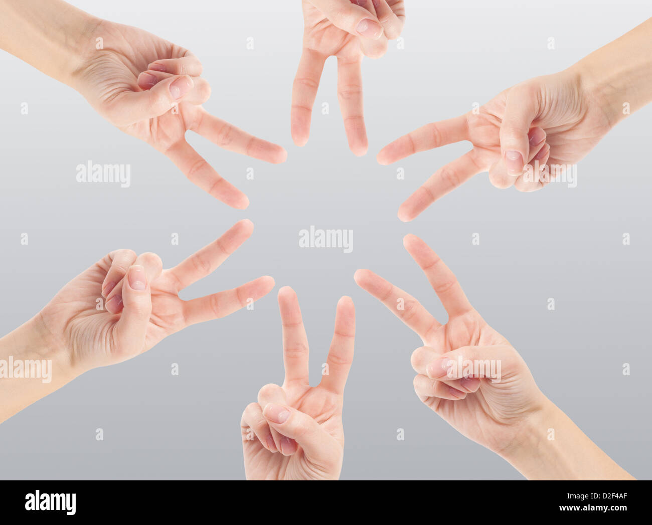 Hands of teamwork , forming the star shape Stock Photo - Alamy