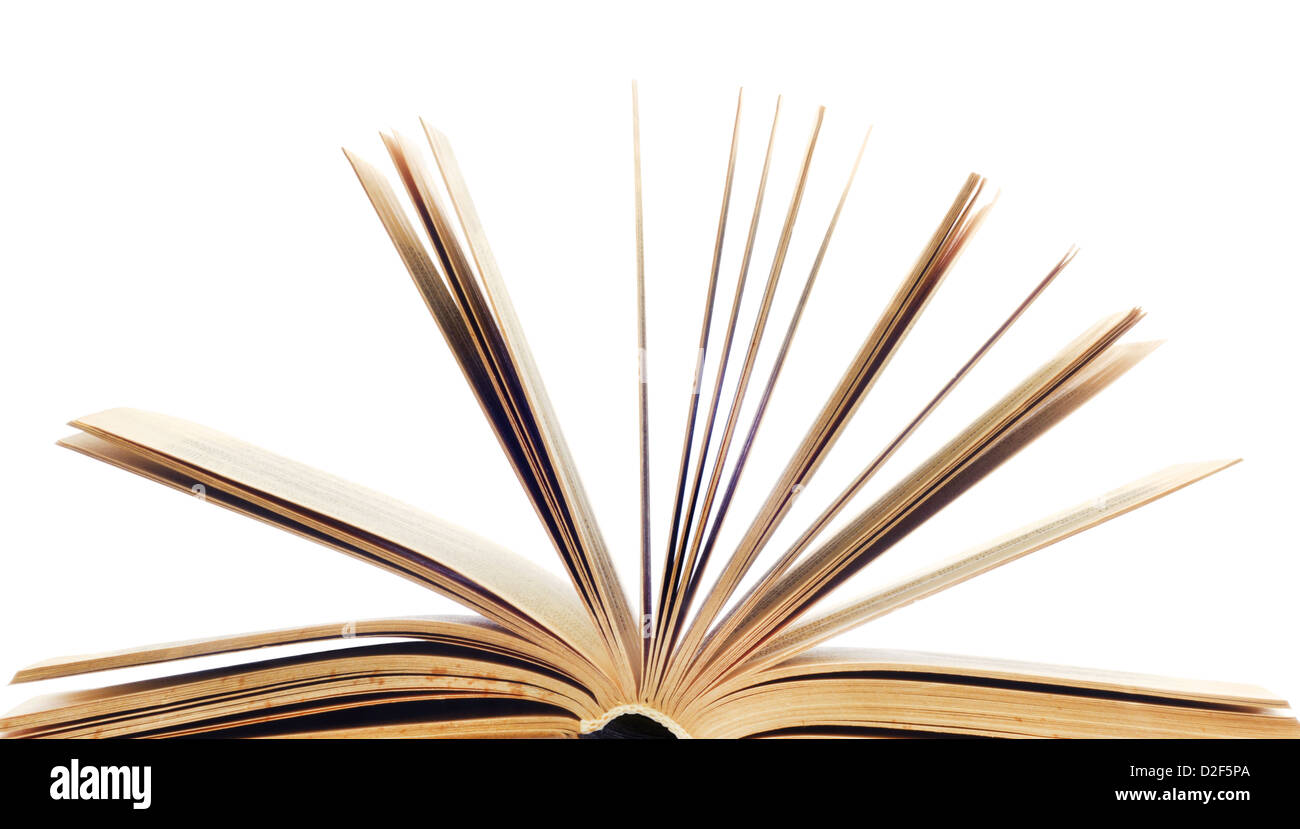 Open book isolated on white background Stock Photo - Alamy