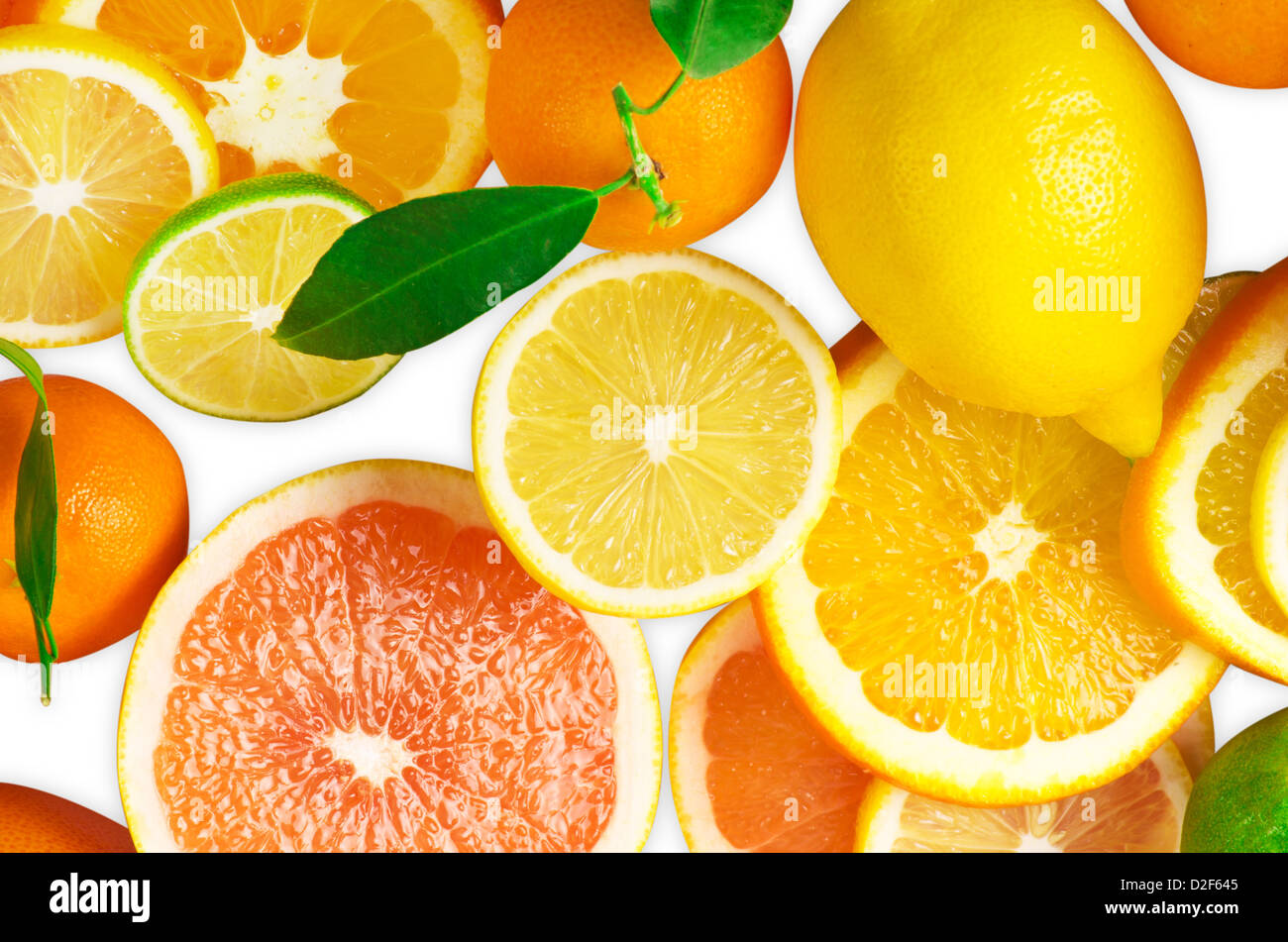 Mix of citrus slice isolated on white Stock Photo - Alamy
