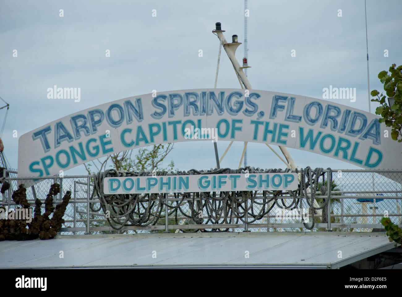 Dolphin Gift Shop sign in Tarpon Springs, Florida Stock Photo - Alamy