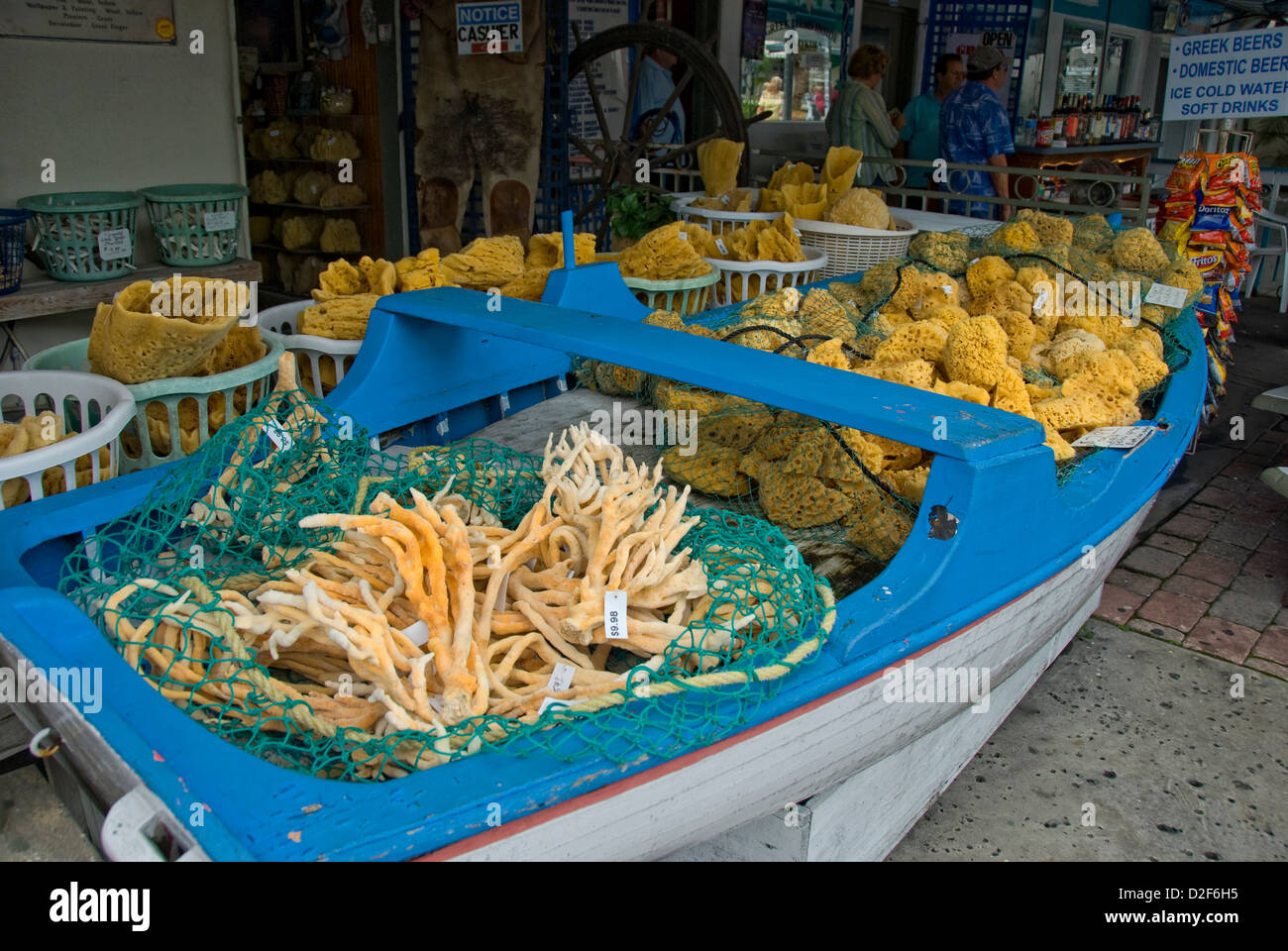 Sponges on display for sale in Tarpon Springs, Florida Stock Photo - Alamy