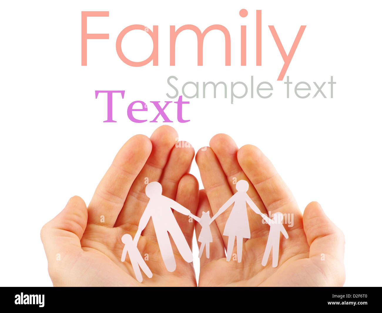 Paper family in hands isolated on white background Stock Photo - Alamy