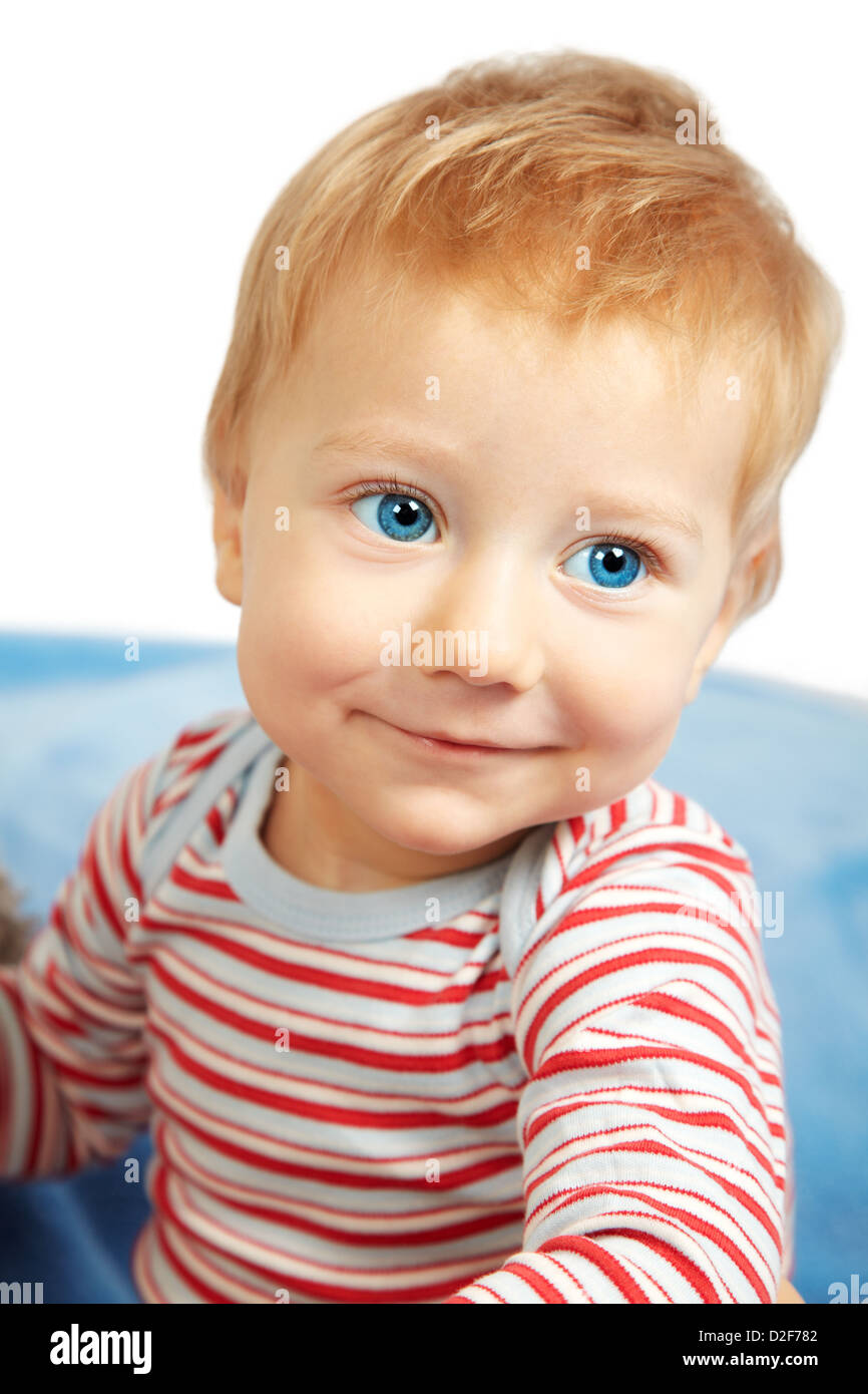 Studio portrait of a happy one year old baby boy Stock Photo - Alamy