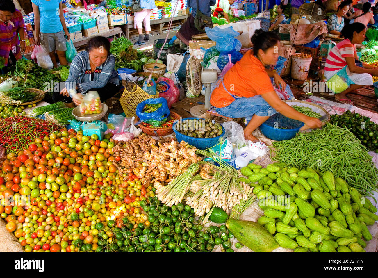 Vientiane Vegetable Market Stock Photo - Alamy