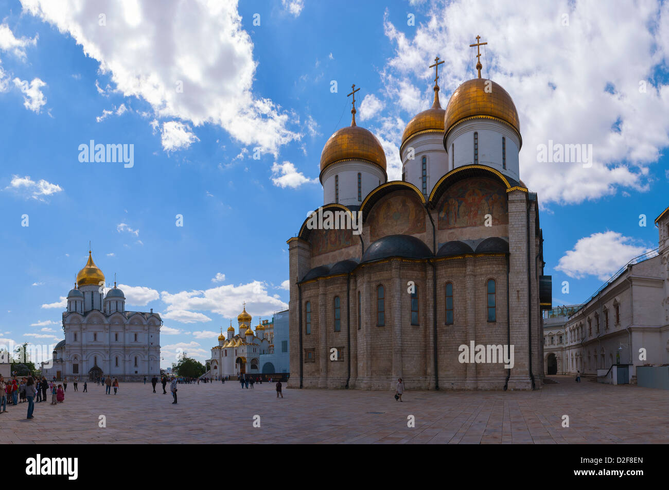 Cathedral square of Kremlin in Moscow, Russia. Cathedral Square or ...