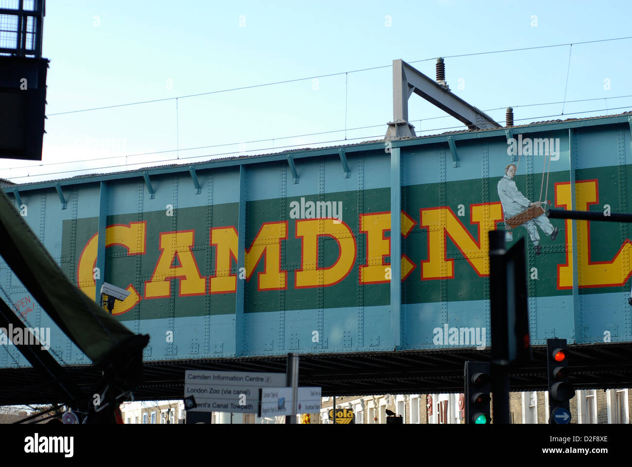painted railway bridge at camden lock market london Stock Photo - Alamy