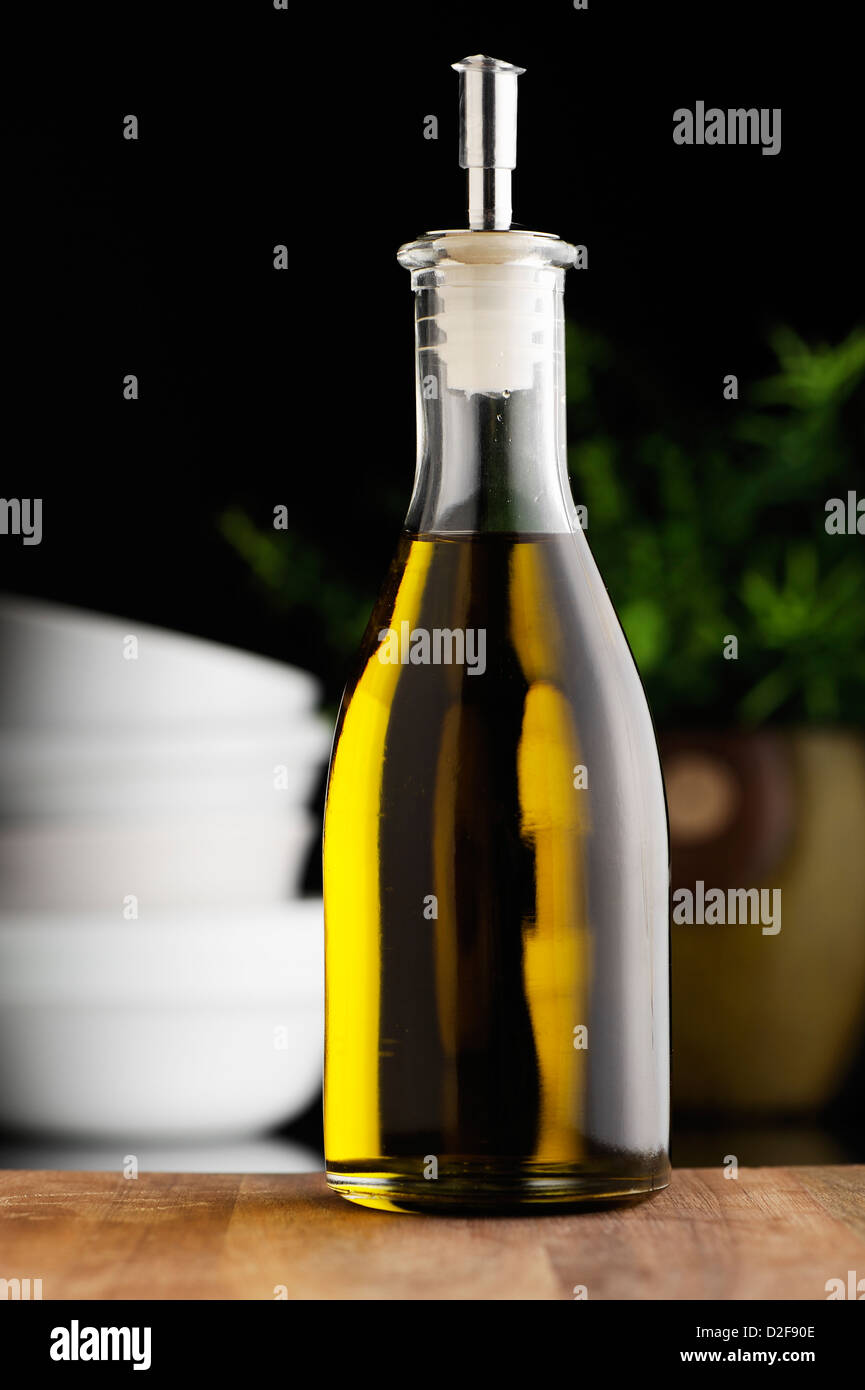 Bottle of olive oil in a kitchen Stock Photo - Alamy