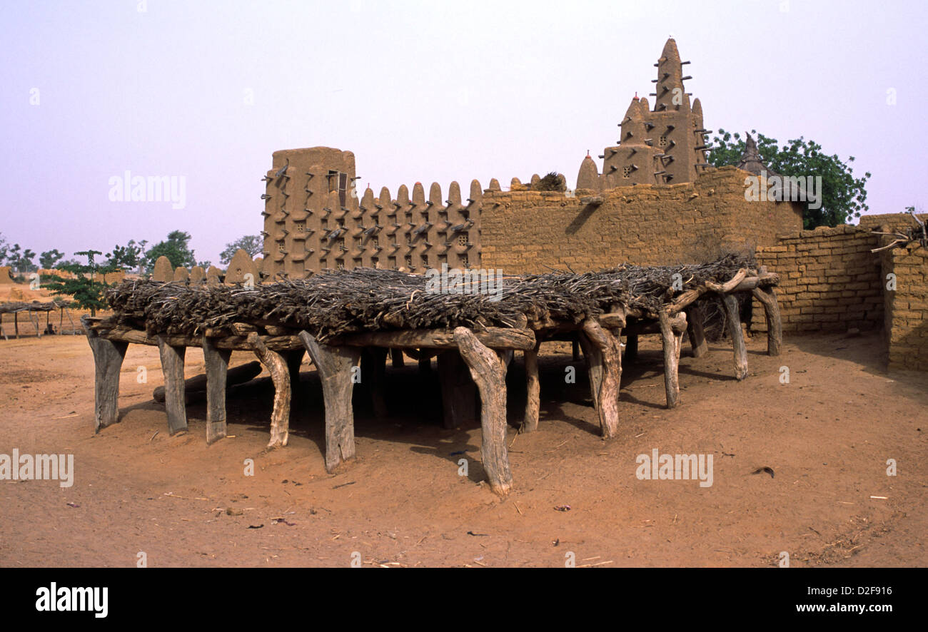 A to guna or casa palava in Dogon Country, Mali, Africa. A shady spot ...