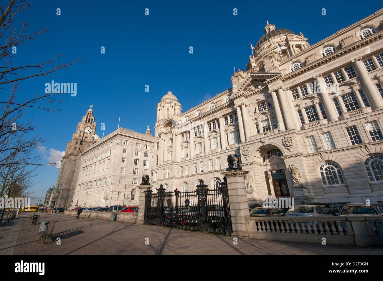 The Three Graces. Three historic buildings at Pier Head in Liverpool ...