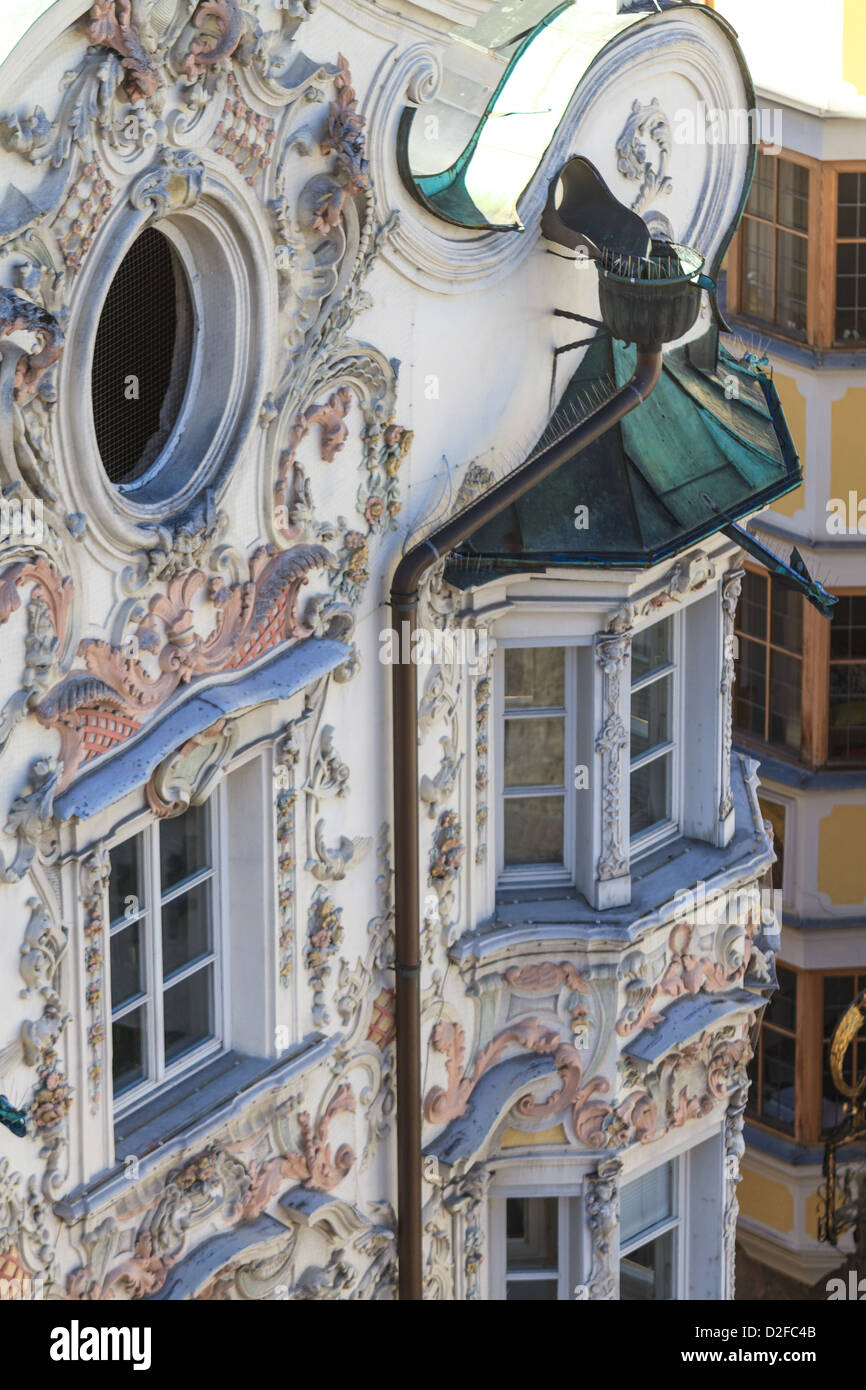 Tyrolean Baroque Style House Facade in Innsbruck, Tyrol, Austria Stock ...