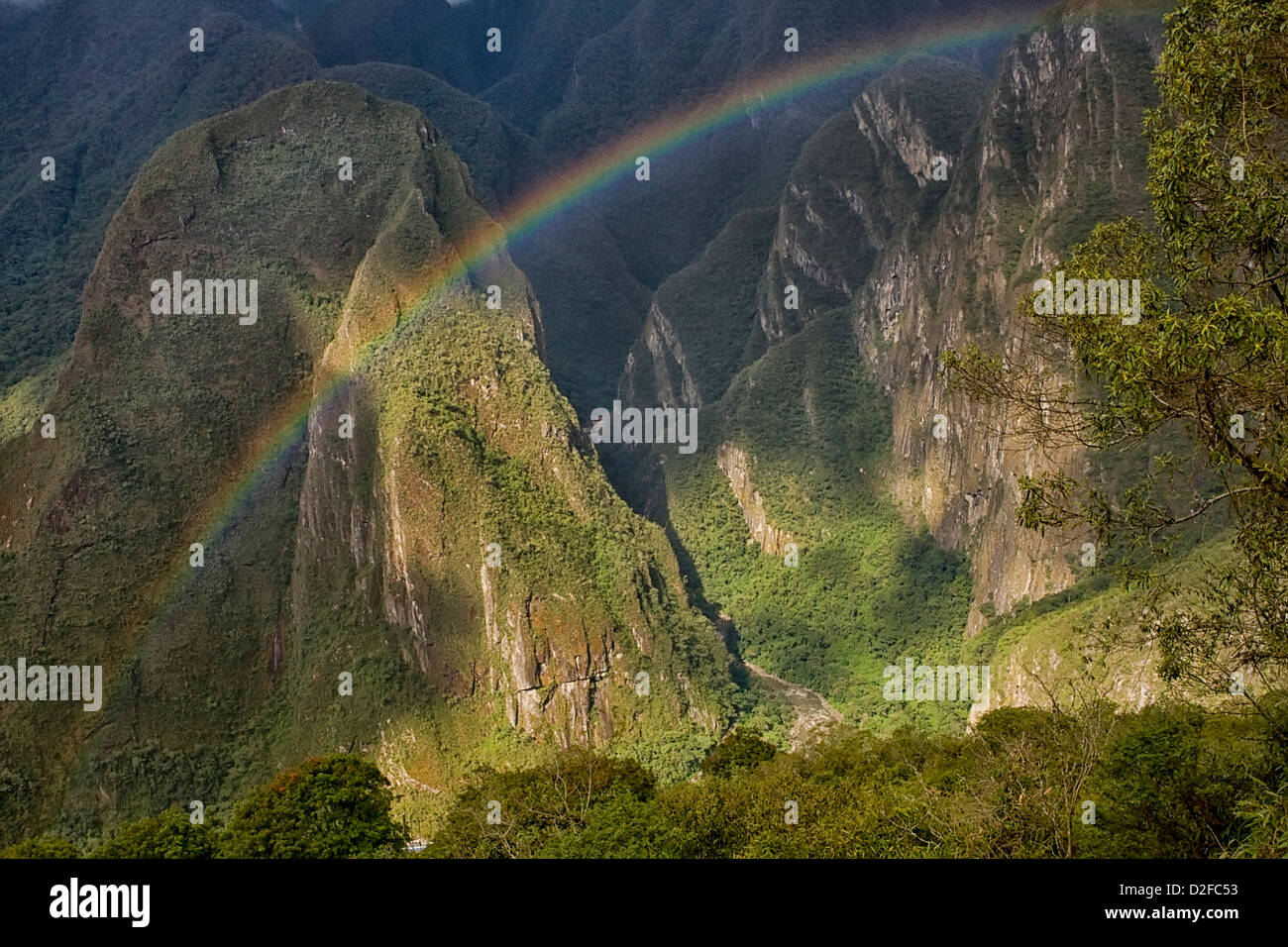 Rainbow over Machu Picchu Peru Stock Photo - Alamy