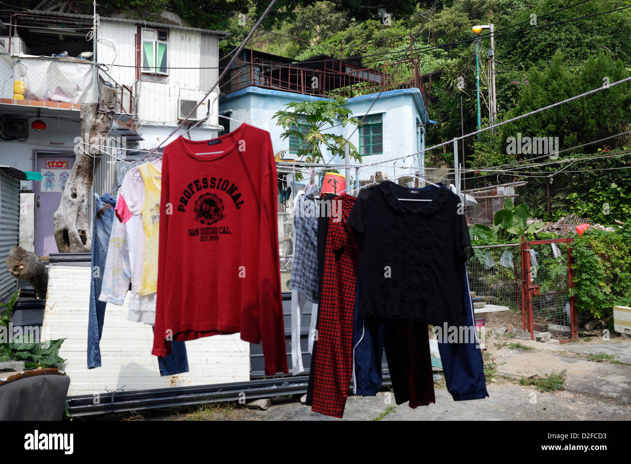 Hong Kong, China, laundry hangs out to dry Stock Photo - Alamy