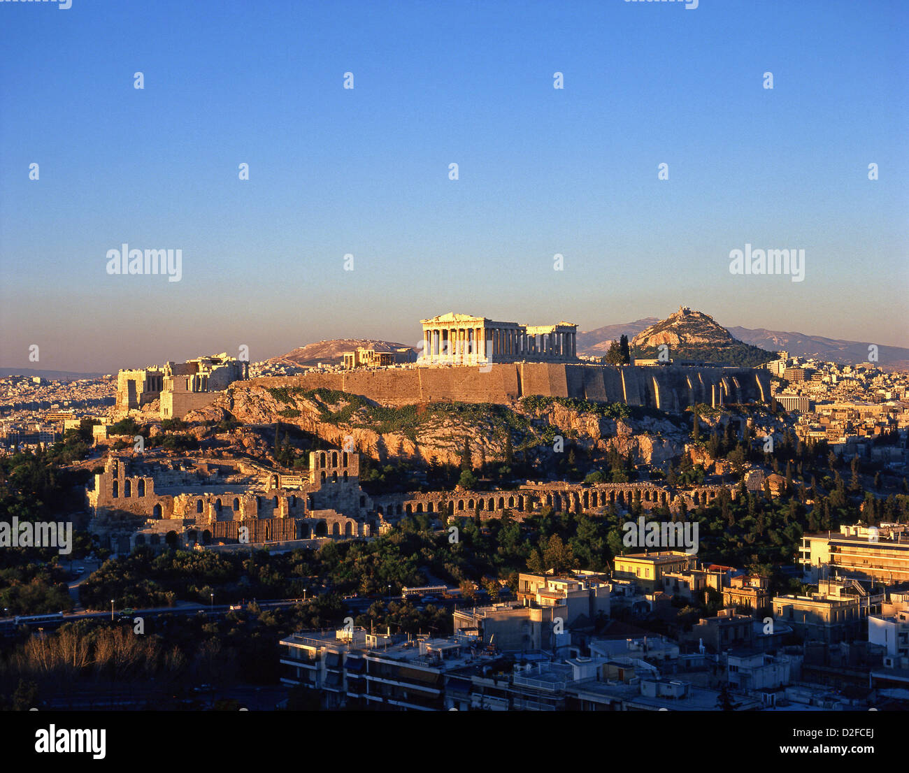 The Acropolis of Athens at sunset, Athens, Central Athens, Attica ...