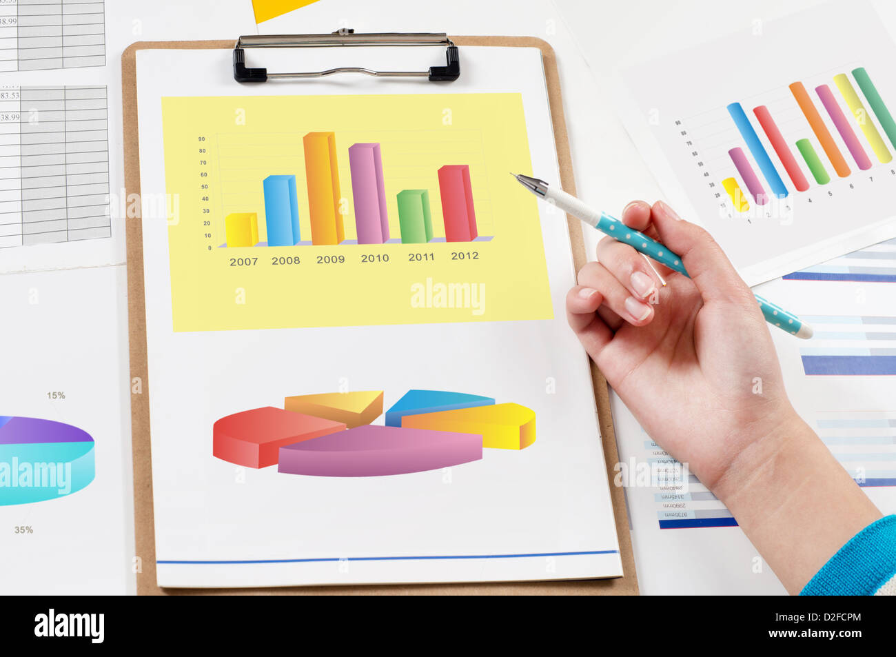 Financial data charts and graphs on the table Stock Photo - Alamy