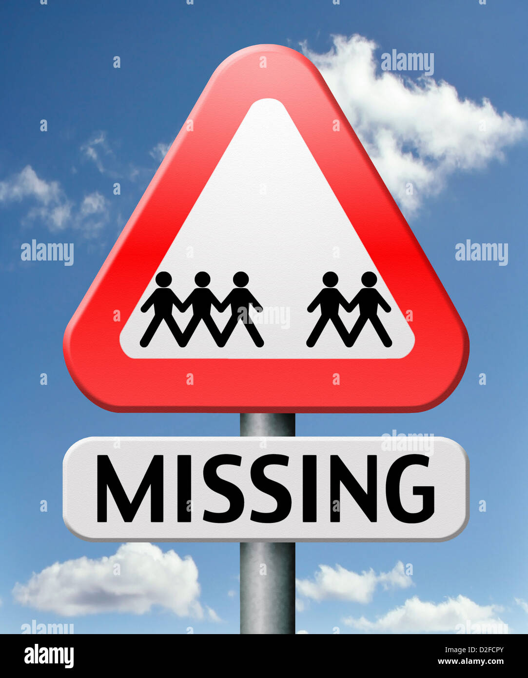 missing or lost person or child search warning sign Stock Photo - Alamy