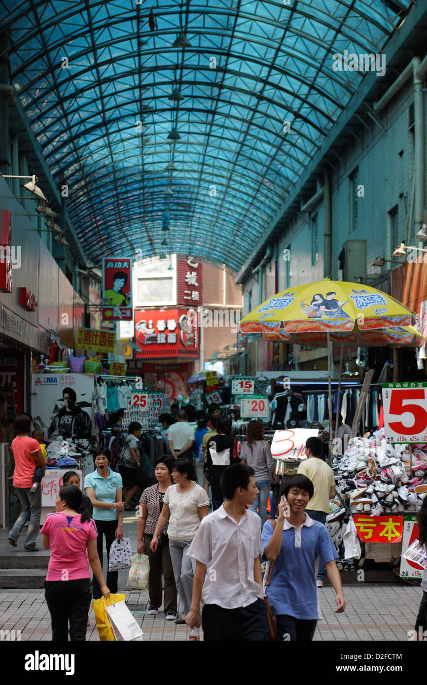 Shenzhen, China, covered shopping arcade in the center of Shenzhen ...