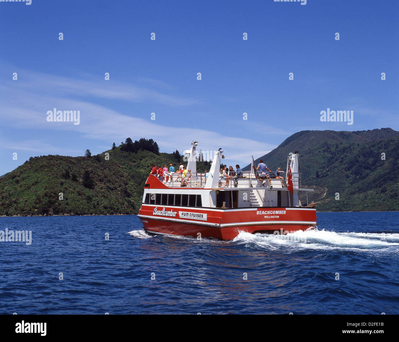 'Beachcomber Cruises' boat in Queen Charlotte Sound, Marlborough Sounds ...
