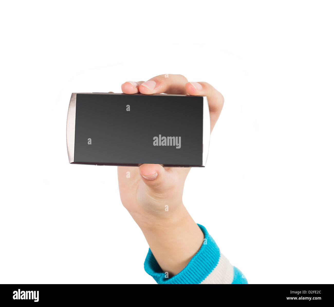 The woman's hand shows mobile smart phone Stock Photo - Alamy