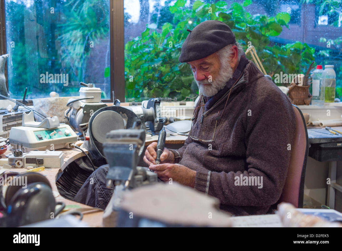 Pictured in his Nelson workshop. Brian Flintoff is a master bone carver ...