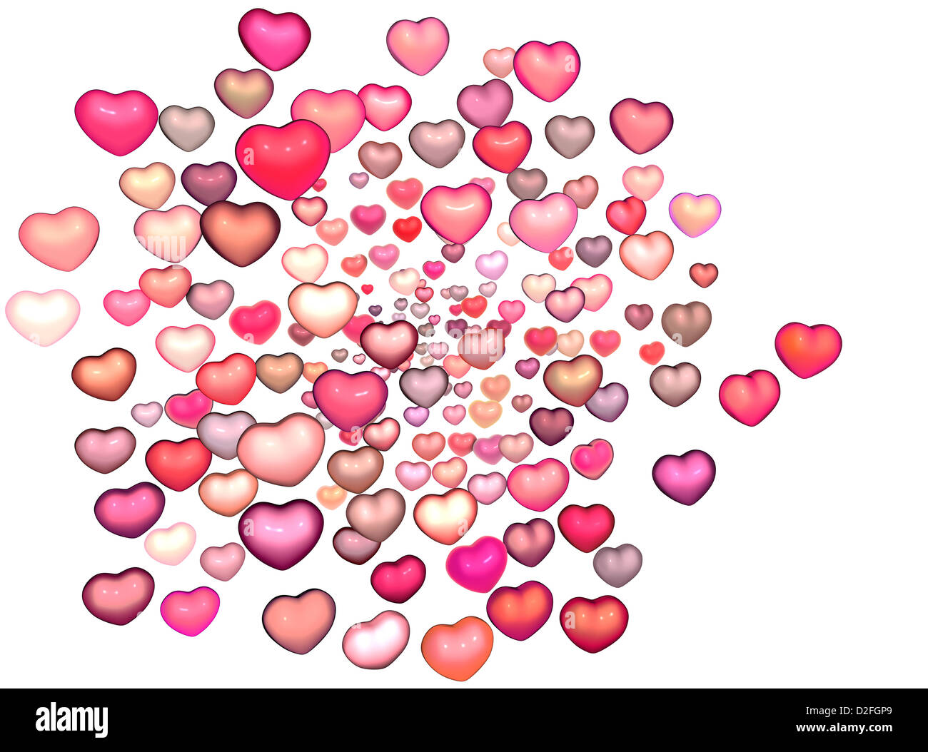 3d render strings of floating heart in multiple pink red Stock Photo ...