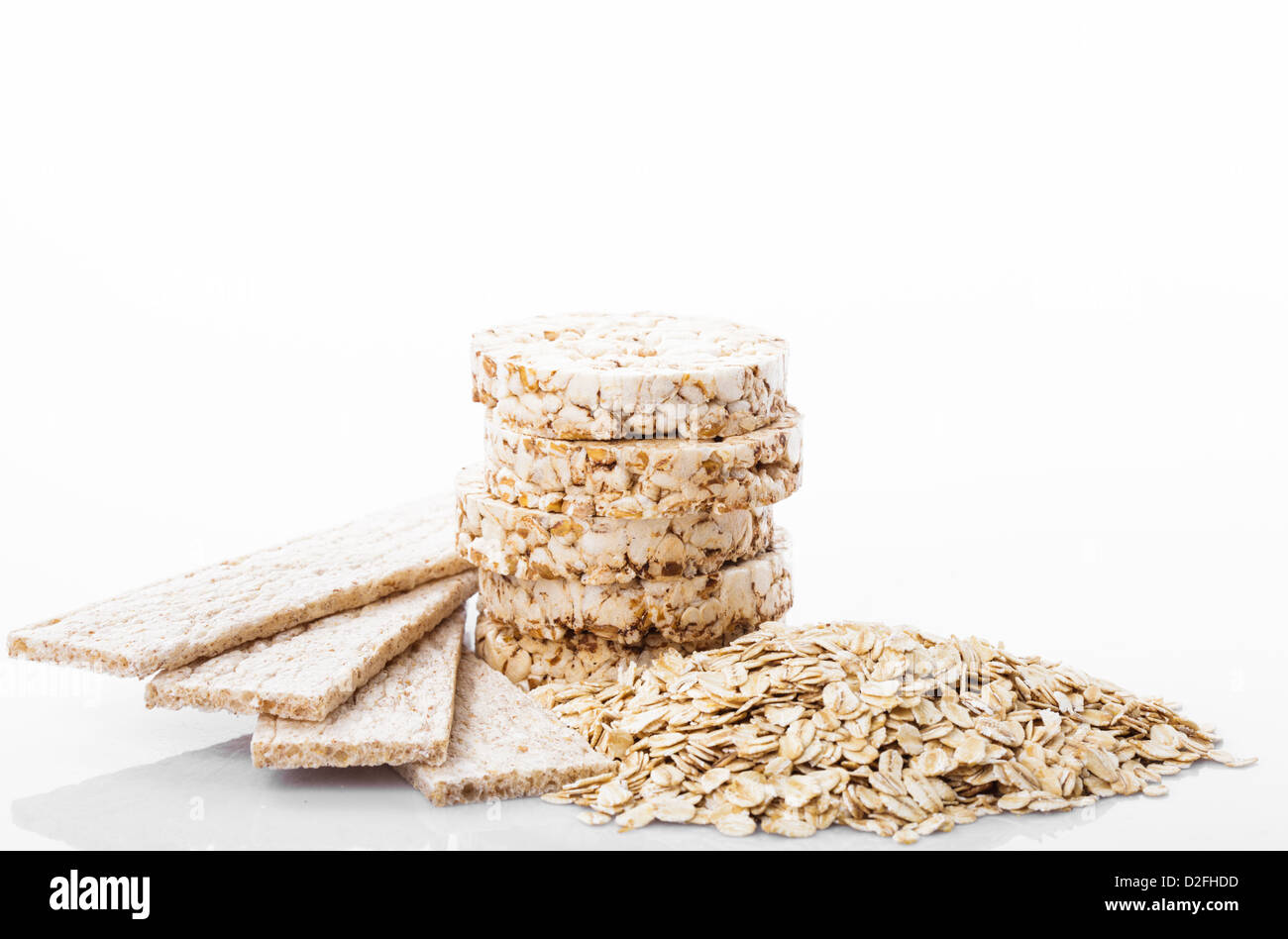 Various dietary oat products on wooden table Stock Photo - Alamy