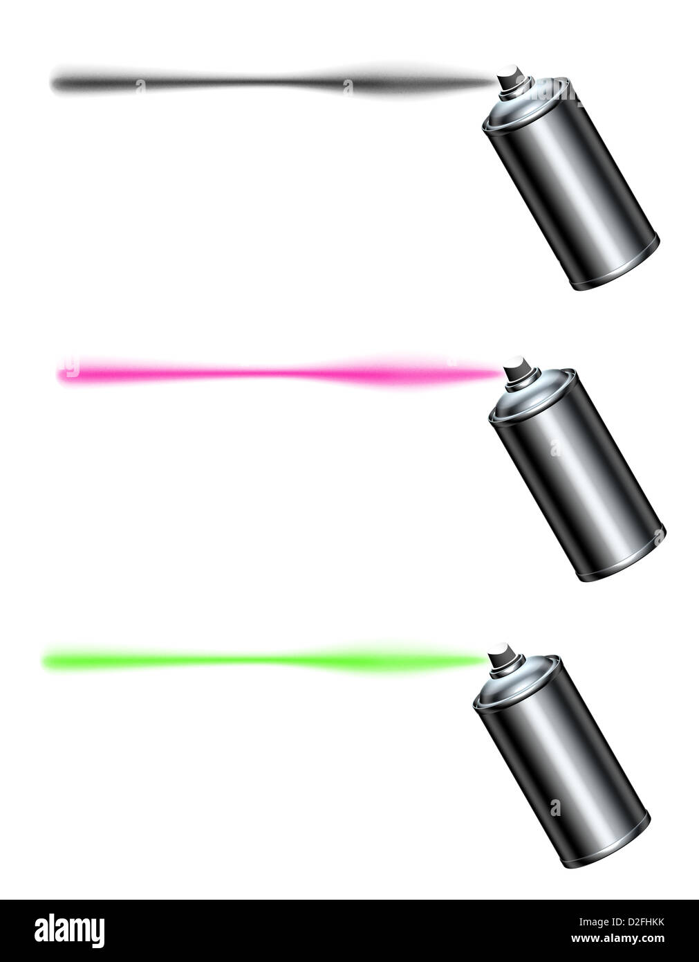 spray can spraying a line in black , pink and green Stock Photo - Alamy