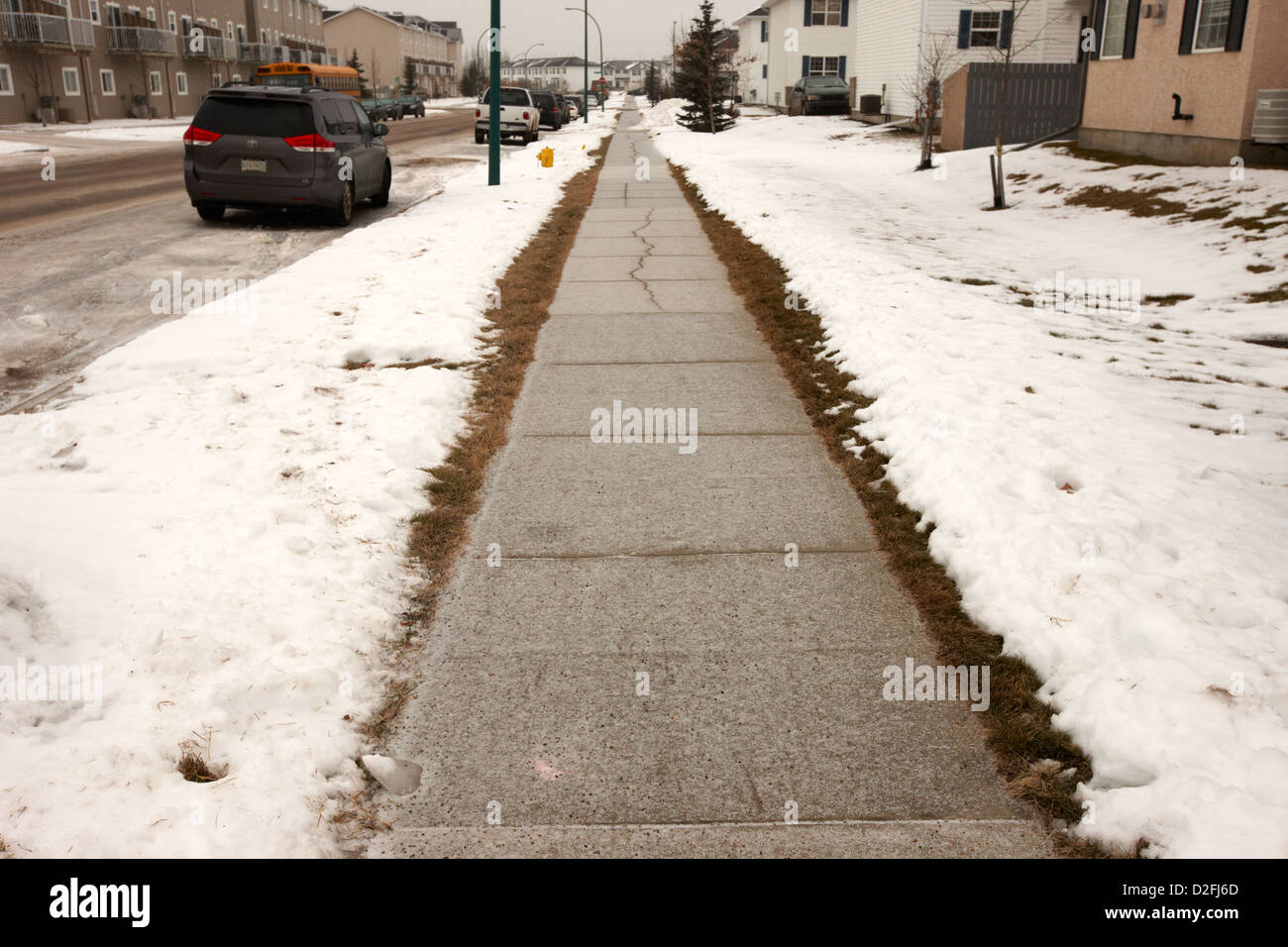 cleared salted gritted sidewalk in a residential development Saskatoon ...
