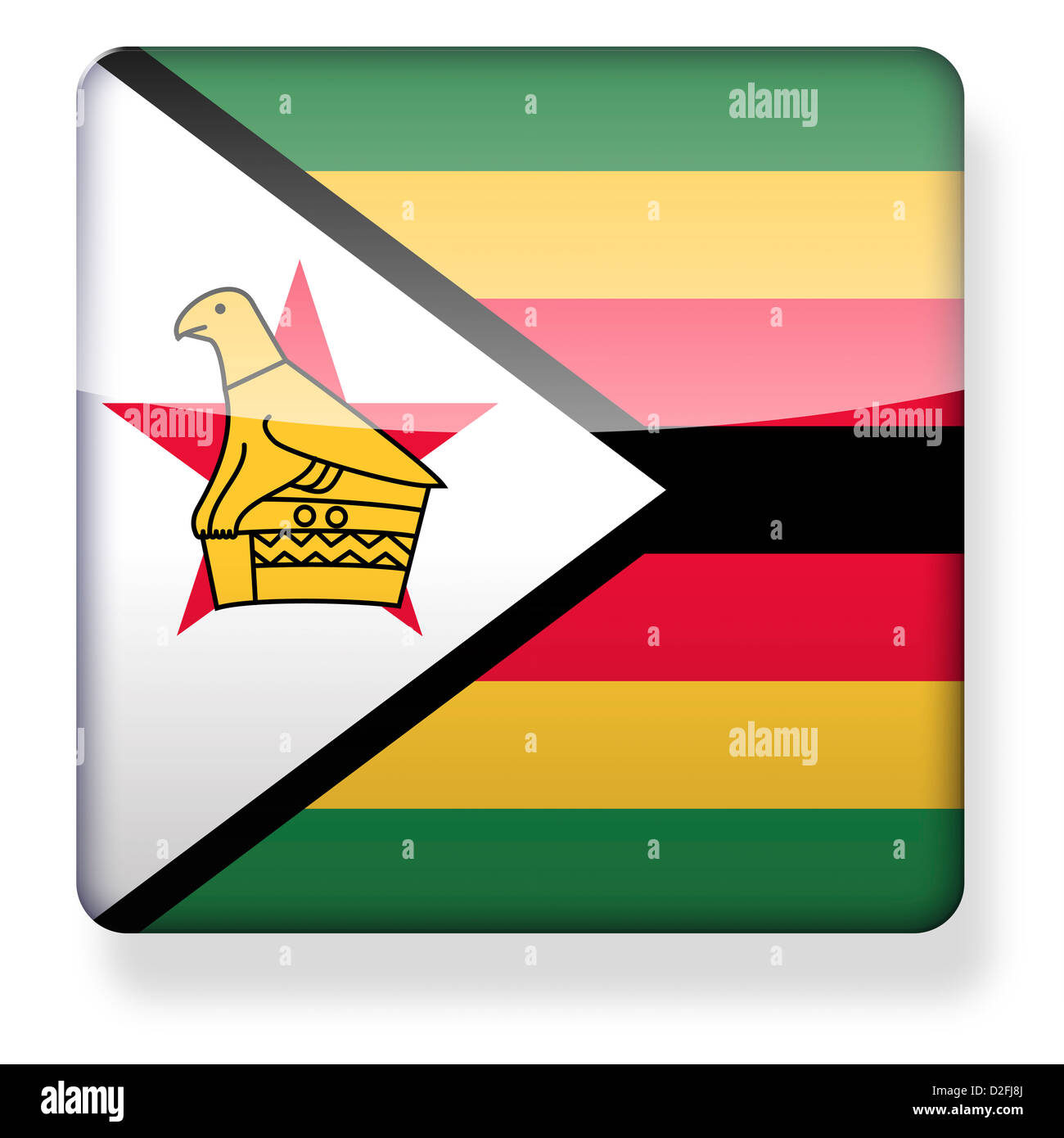 Zimbabwe flag as an app icon. Clipping path included Stock Photo - Alamy