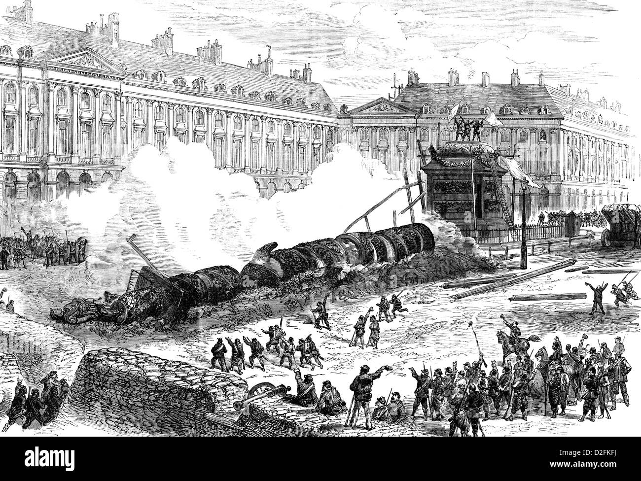 Destruction of the victory column Colonne Vendôme in Place Vendôme in ...