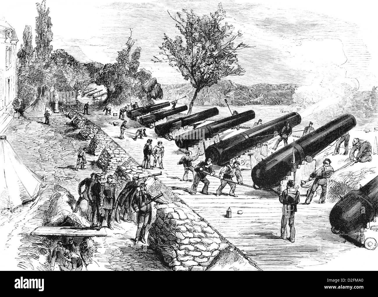 Marine artillery battery at Saint-Quentin, France, historical scene ...