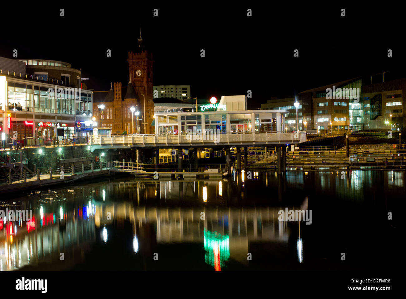 Cardiff Bay at Night Stock Photo - Alamy