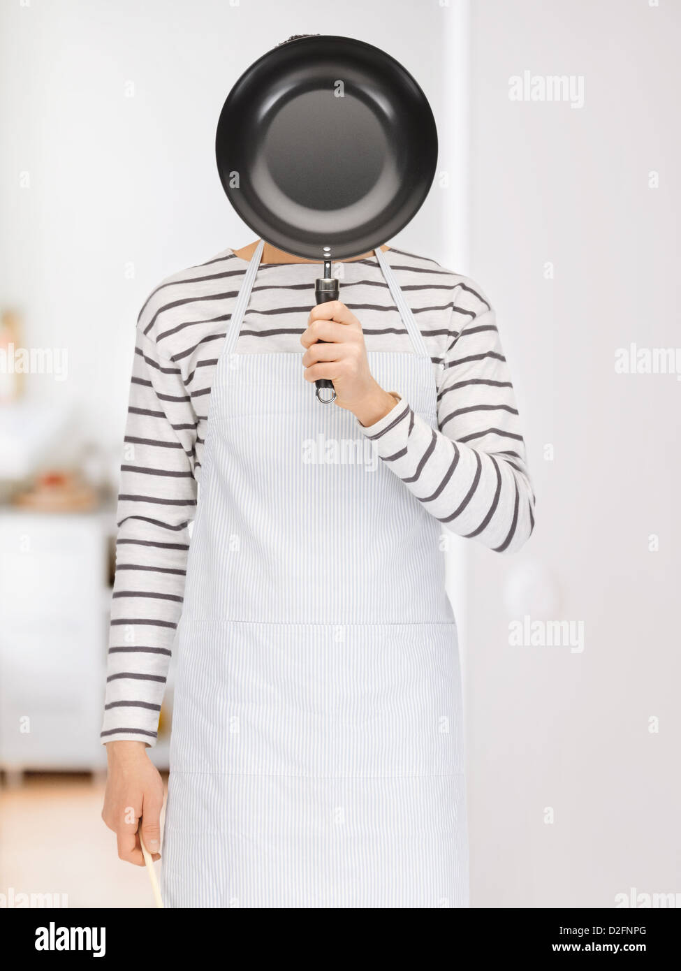man with pan at kitchen Stock Photo - Alamy