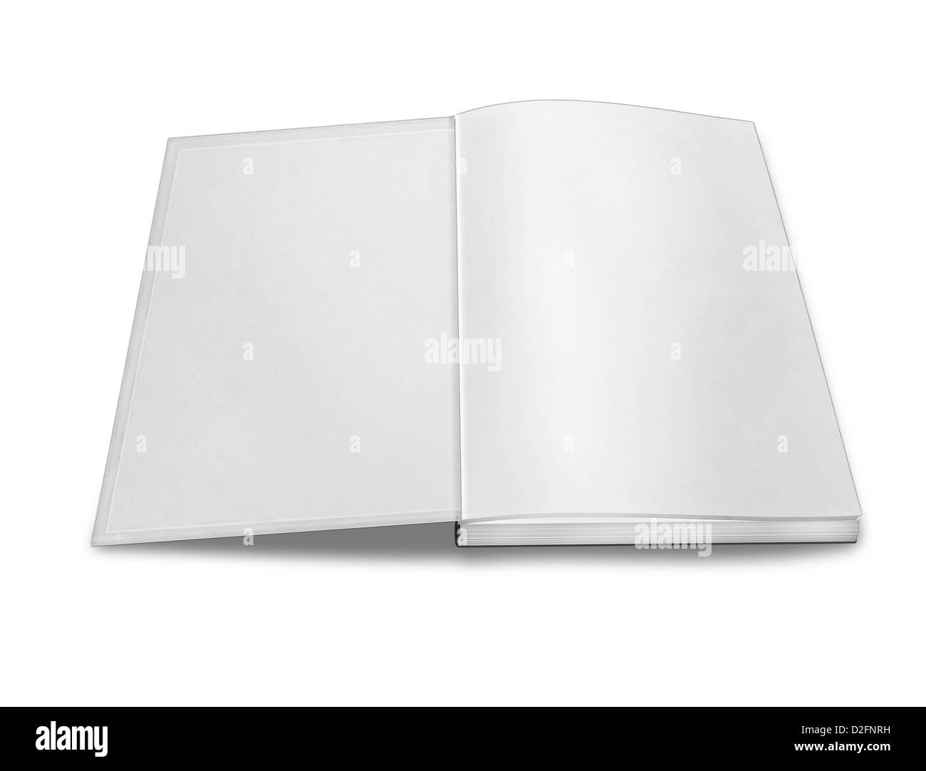close up of a blank white book on white background with clipping path ...